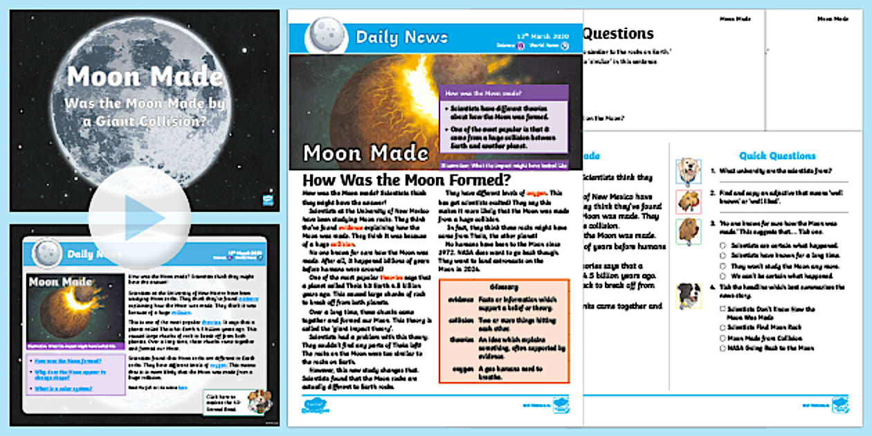 LKS2 How Was the Moon Formed? Daily News Resource Pack