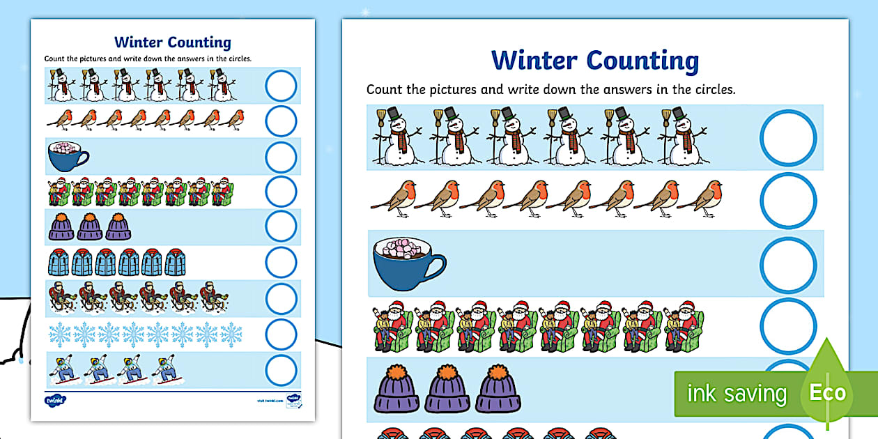 My Counting Worksheet / Worksheet (Winter) (teacher made)