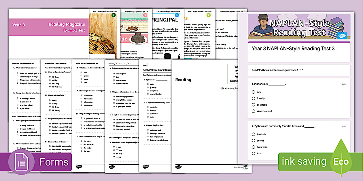 NAPLAN-Style English Example Tests - Set 3 Year 3 Reading Sample Test