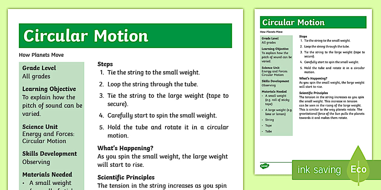 Circular Motion Experiment | Moving Planets Science - Twinkl