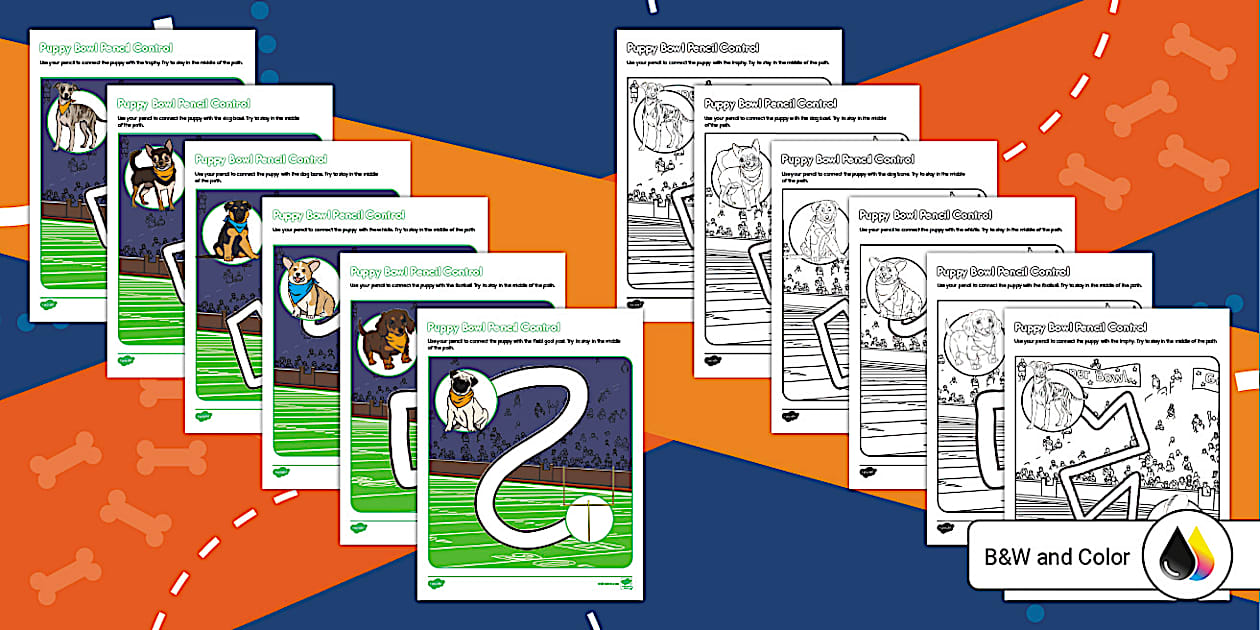 Puppy Bowl Pencil Control Worksheet | Puppy Bowl | Twinkl USA