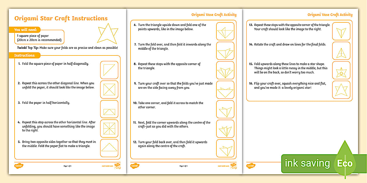 Flat Origami Star Craft Activity (teacher made) - Twinkl