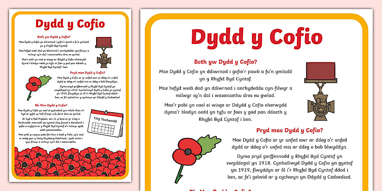 Poster Dydd y Cofio (teacher made) - Twinkl