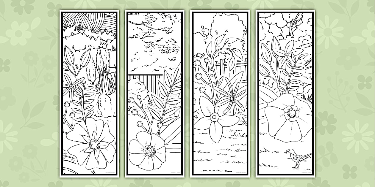 Flowers Colouring Bookmarks (teacher made) - Twinkl