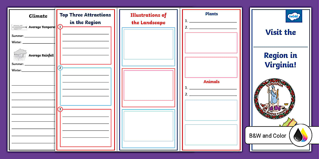 Regions of Virginia Travel Brochure Project - Twinkl