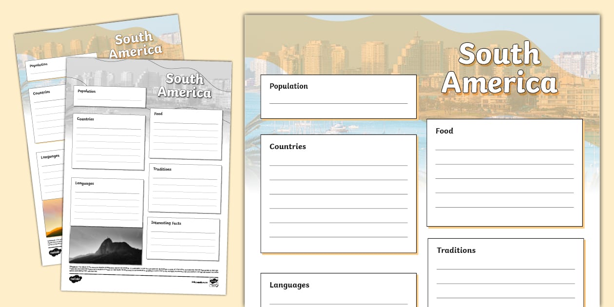 South America Fact File Template (Teacher-Made) - Twinkl