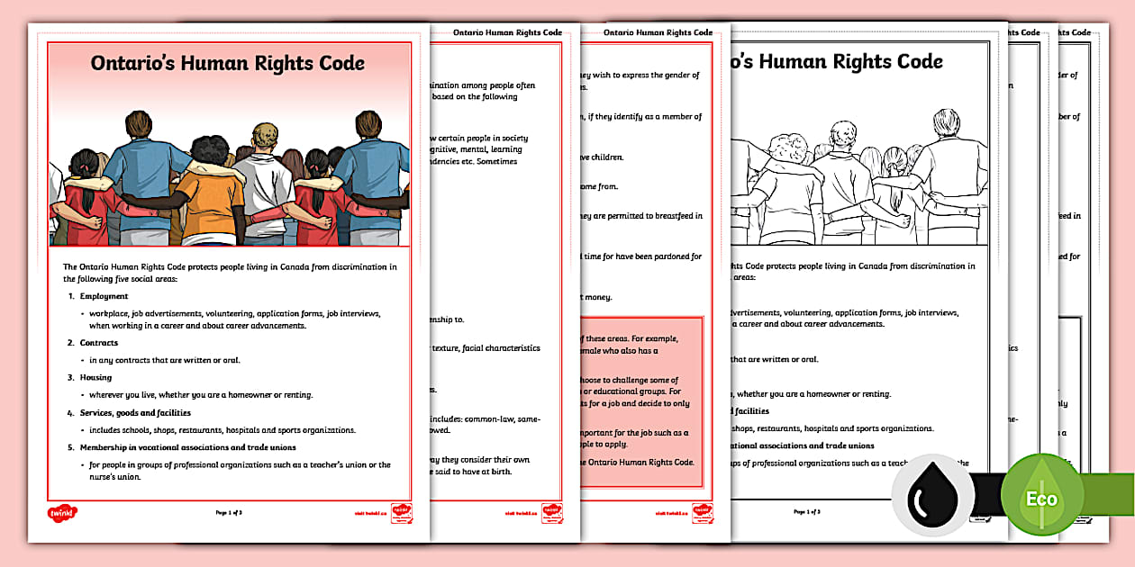 Ontario Human Rights Code Fact File (Teacher-Made) - Twinkl