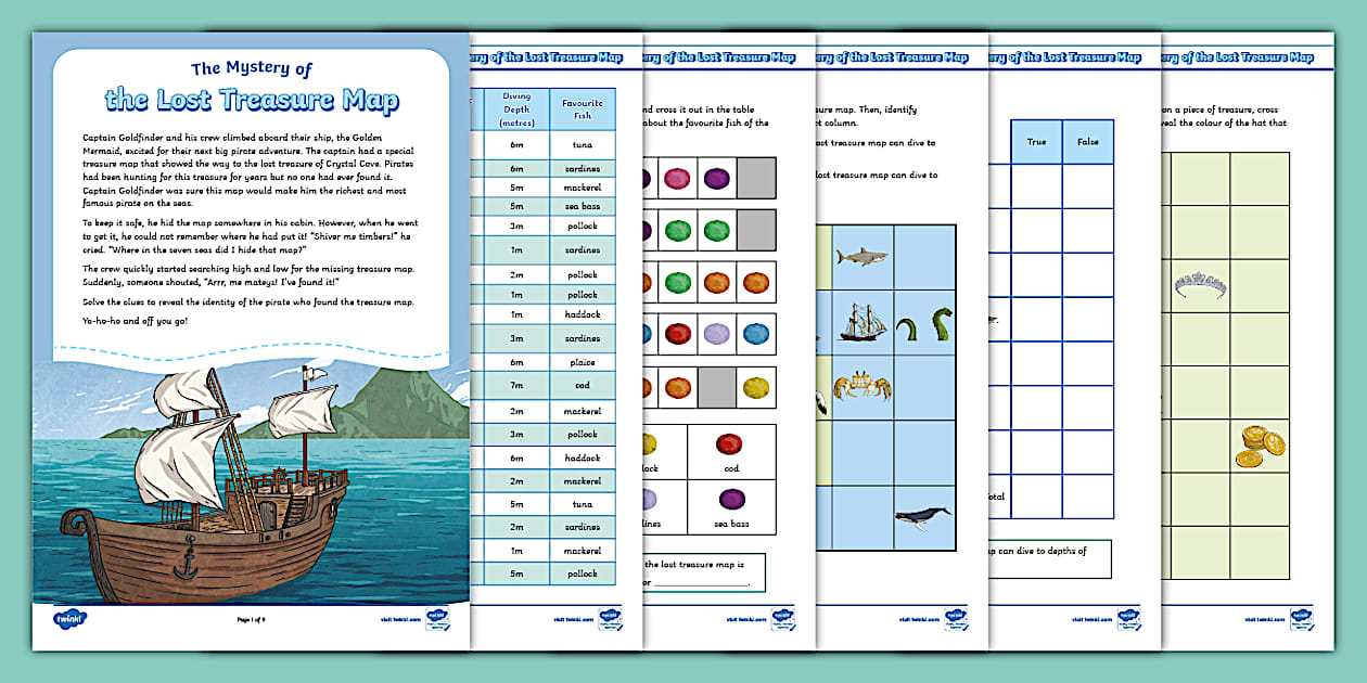 👉 Y3 The Mystery of the Lost Treasure Map Maths Mystery Game
