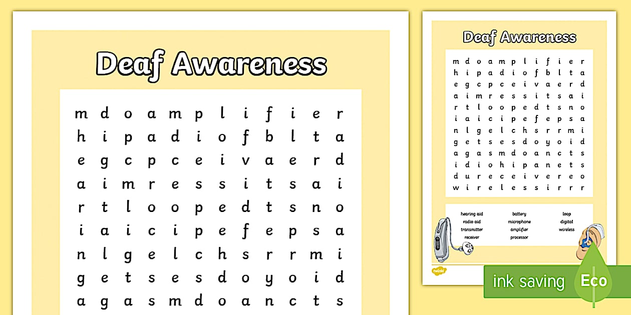 Deaf Awareness Equipment Word Search - Twinkl