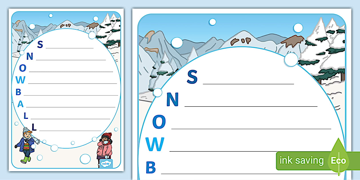 Snowball Acrostic Poem Template (Hecho por educadores)