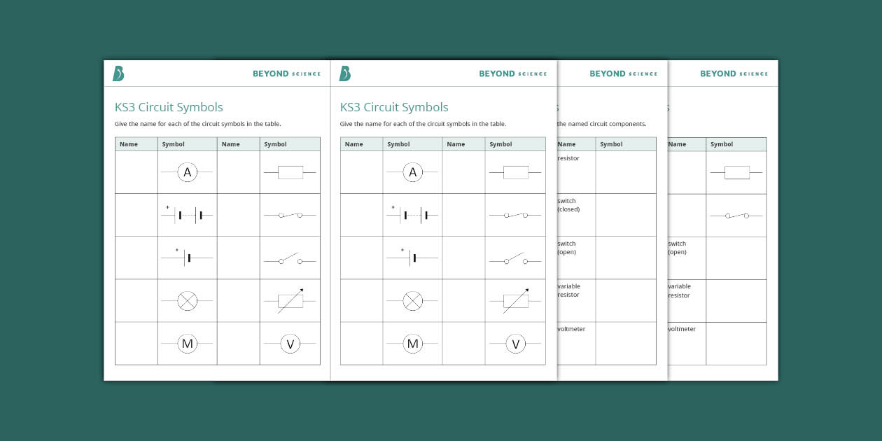 KS3 Circuit Symbols Worksheet Beyond Science (teacher made)
