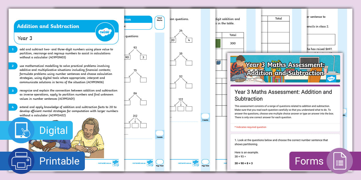 Year 3 Addition and Subtraction Assessment Sheet - Twinkl