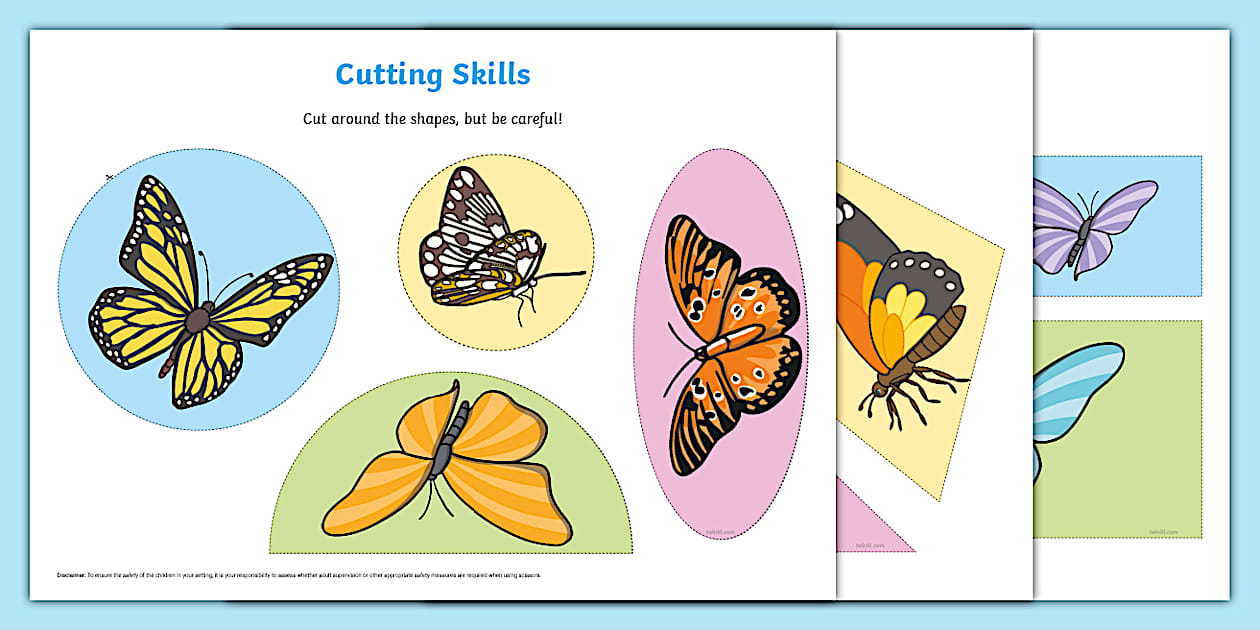 Butterfly Cutting Skills Activity (teacher made) - Twinkl