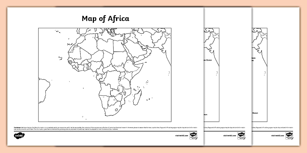 Black and White Maps of Africa KS2 - Twinkl