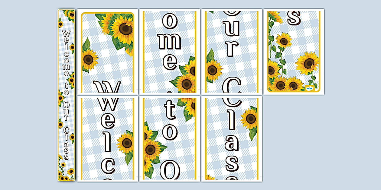 Sunflower- Themed Welcome to Our Class Vertical Door Banner