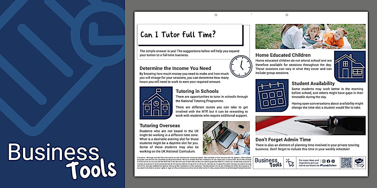 Can I Tutor Full Time? Infographic (teacher made) - Twinkl