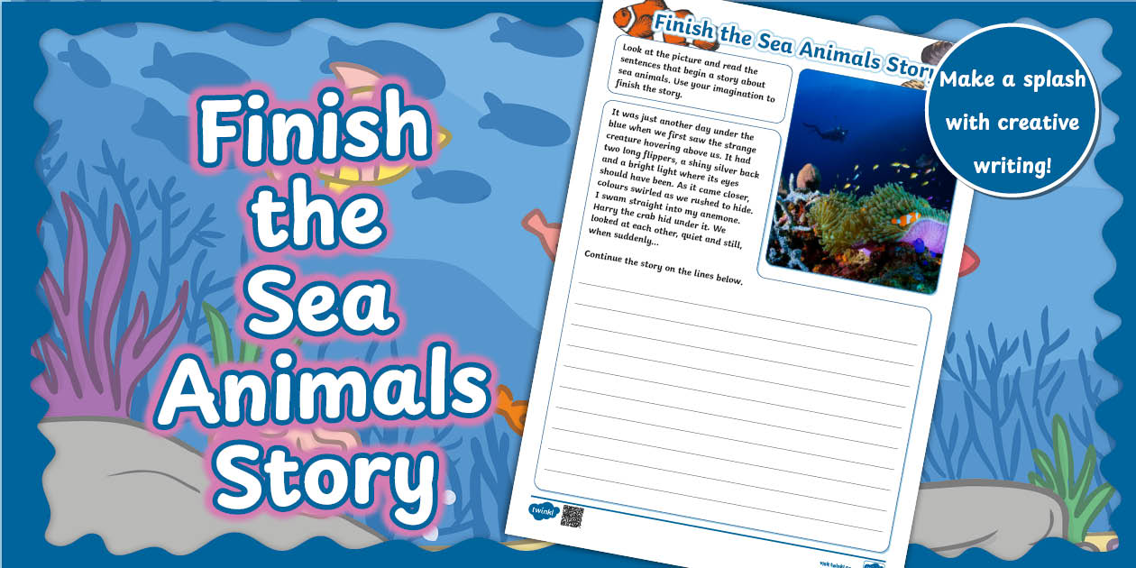 Foundation Phase - Finish the Sea Animals Story Worksheet