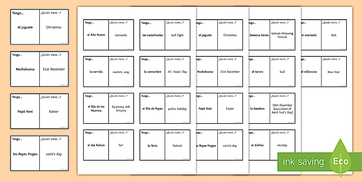 Customs in Spanish Speaking Countries Loop Cards Spanish