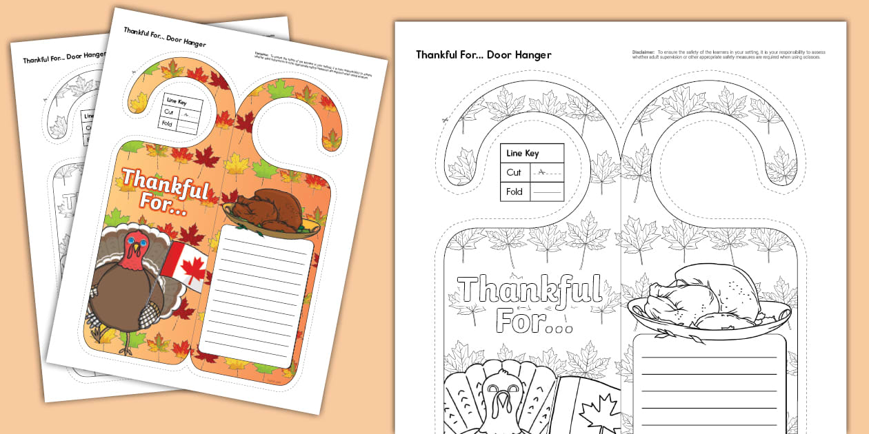 Thankful For... Door Hanger Worksheet (Teacher-Made)