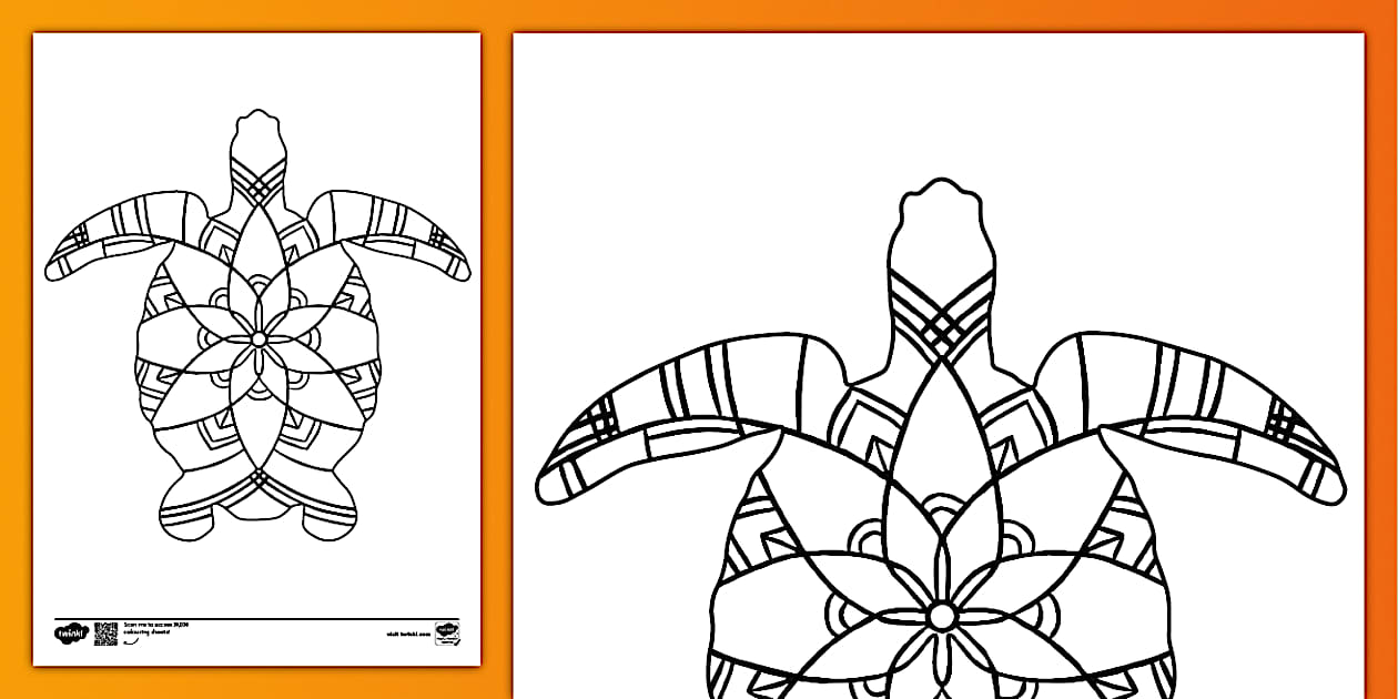 Turtle Mandala Colouring Page (Teacher-Made) - Twinkl
