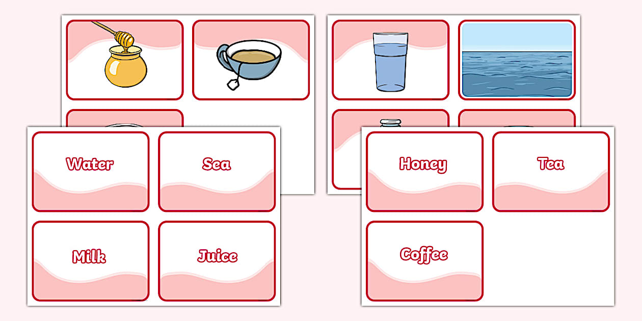 Matching cards : Liquids