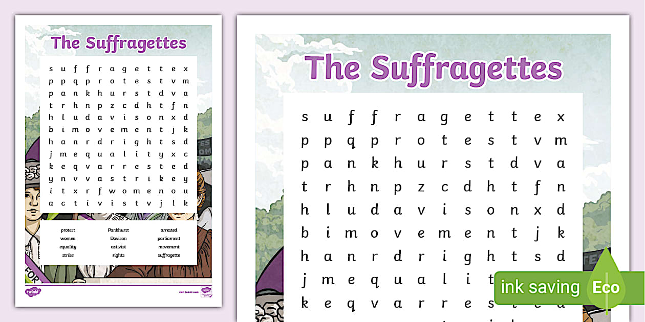 Suffragettes Word Search (Teacher-Made) - Twinkl