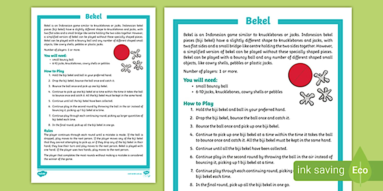 Indonesian Games: Bekel Instructions