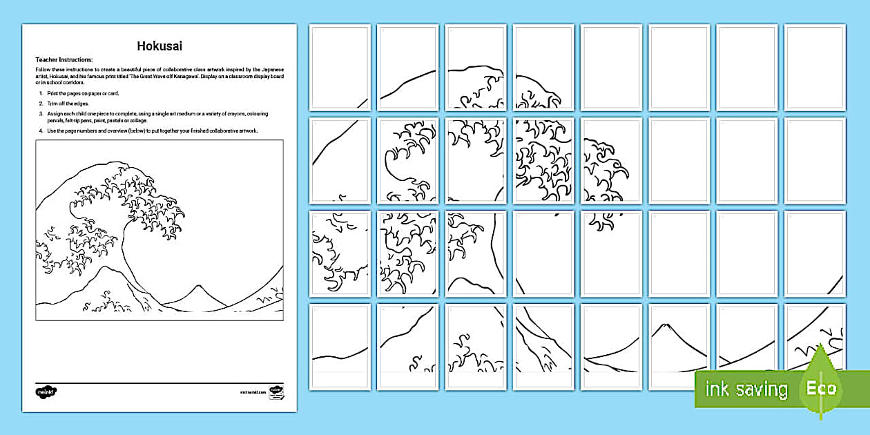 Hokusai Collaborative Art Activity - Famous Artists - Twinkl
