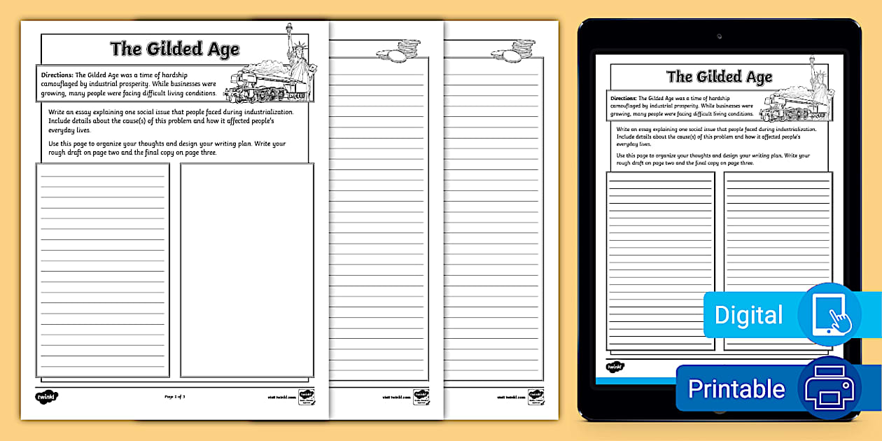 Gilded Age Reflection Writing for 6th-8th Grade - Twinkl