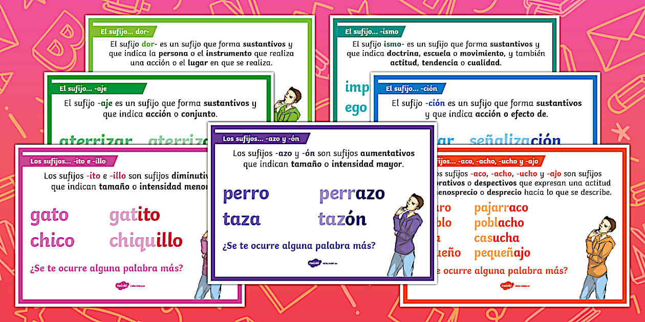 Pósters: Sufijos más frecuentes (teacher made) - Twinkl