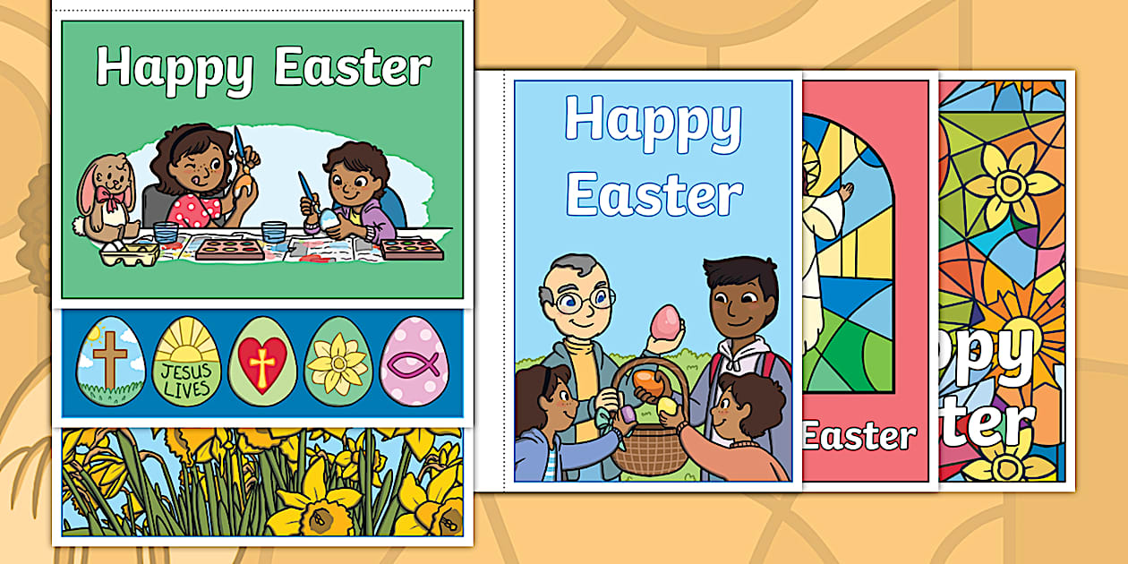 Cute and Easy Easter Cards - Easter Card Templates - Twinkl