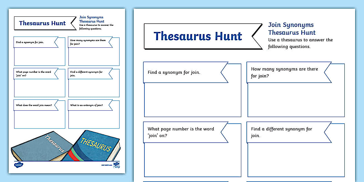 Join Synonyms Thesaurus Hunt (teacher made) - Twinkl
