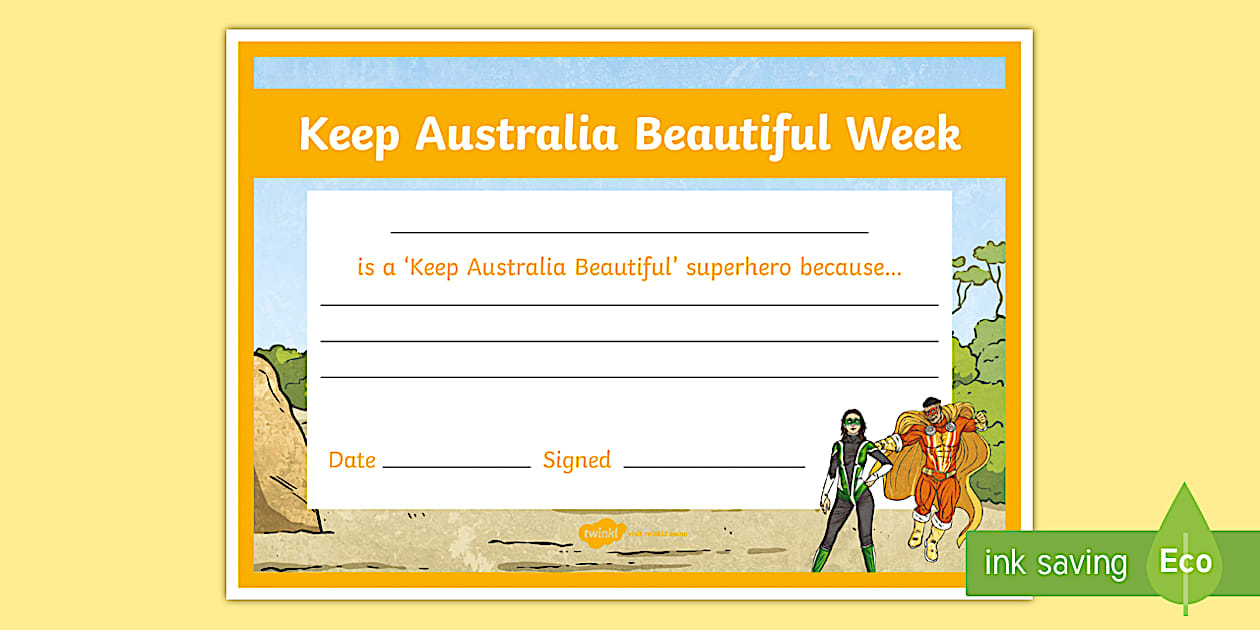 Keep Australia Beautiful Week Certificates - Twinkl