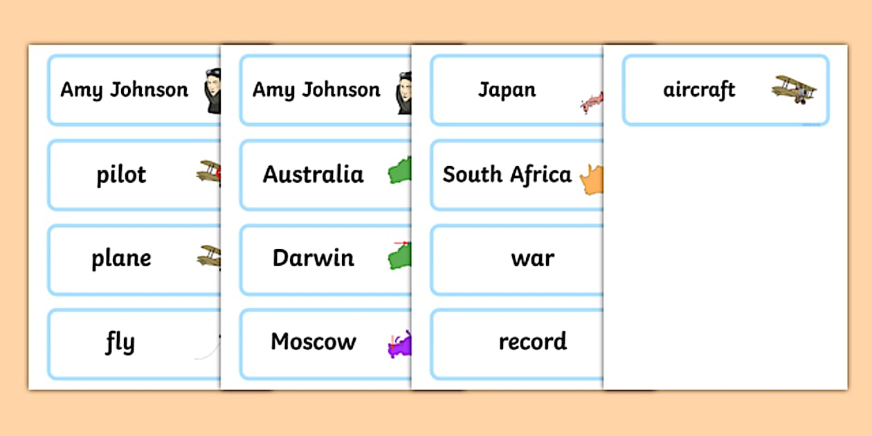 Cursive Amy Johnson Word Cards (teacher made) - Twinkl