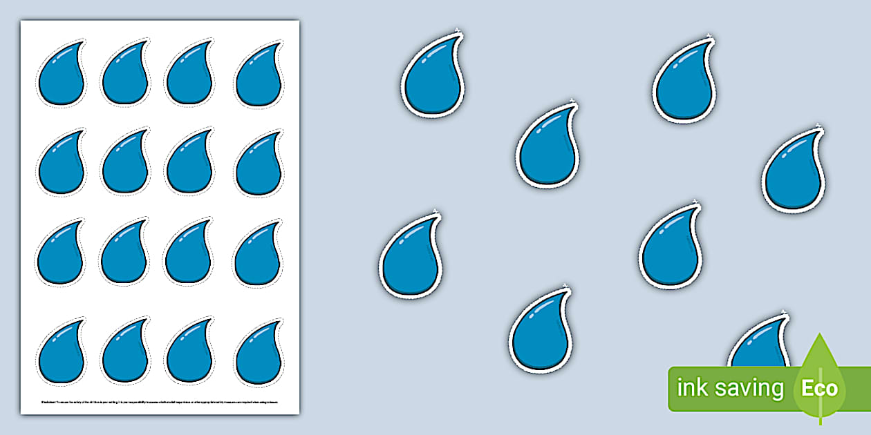 Small Raindrops Cut-Outs (Hecho por educadores) - Twinkl
