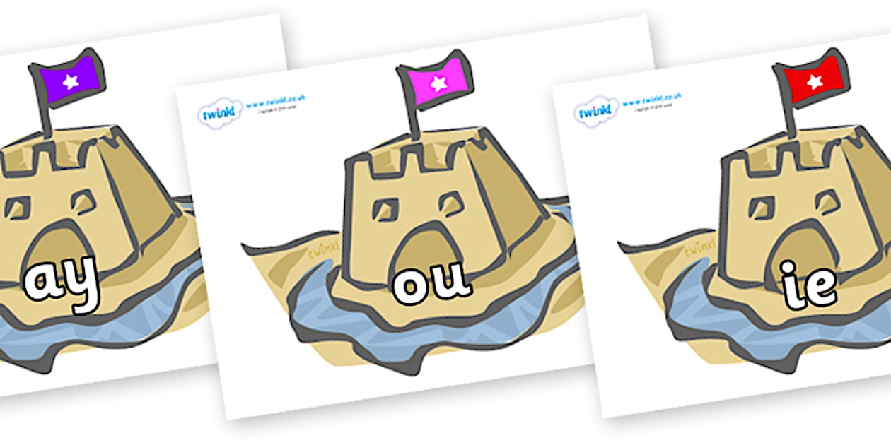 Cursive Phase 5 Phonemes on Sandcastles (teacher made)