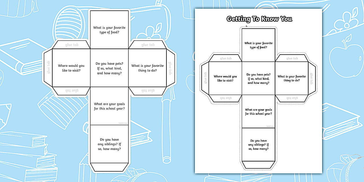 Seventh Grade Back to School Getting to Know You Cube
