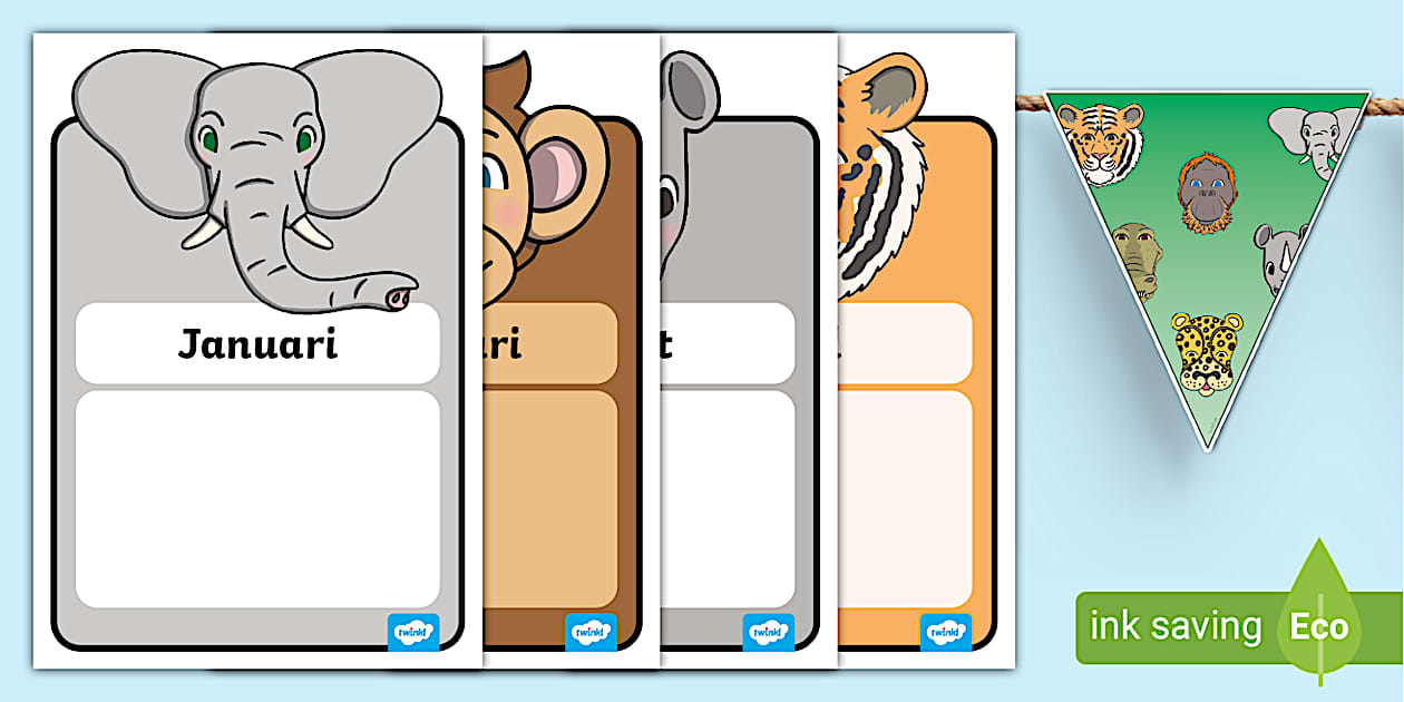 Jungle Animals Birthday Display Chart - Indonesian - Twinkl