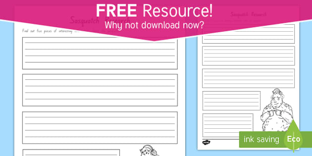 FREE! - Years 3 and 4 Chapter Chat Sasquatch Research Worksheet ...