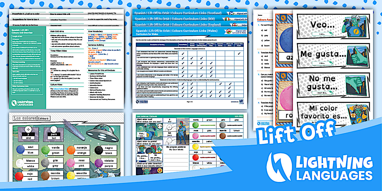👉 Lightning Languages | Spanish Colours Teacher Pack - Twinkl