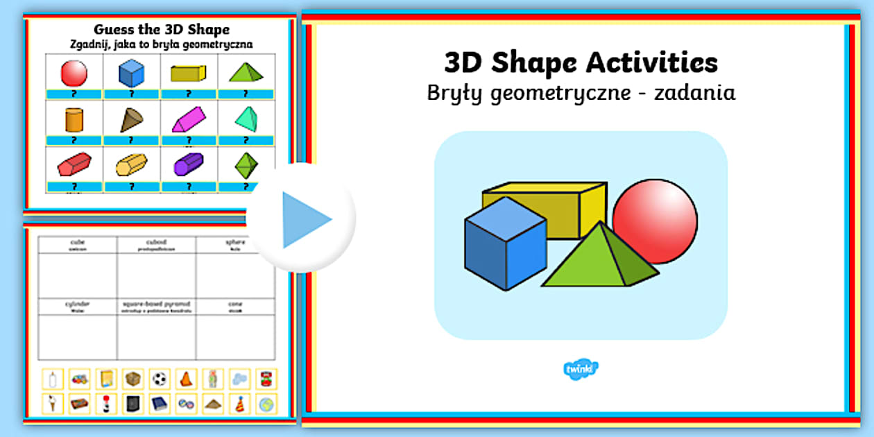 3D Shapes PowerPoint Activity Pack English/Polish - 3D Shapes PowerPoint