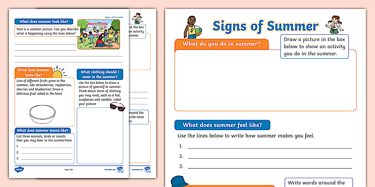 Signs of Summer Worksheet - Twinkl - KS1 - Twinkl