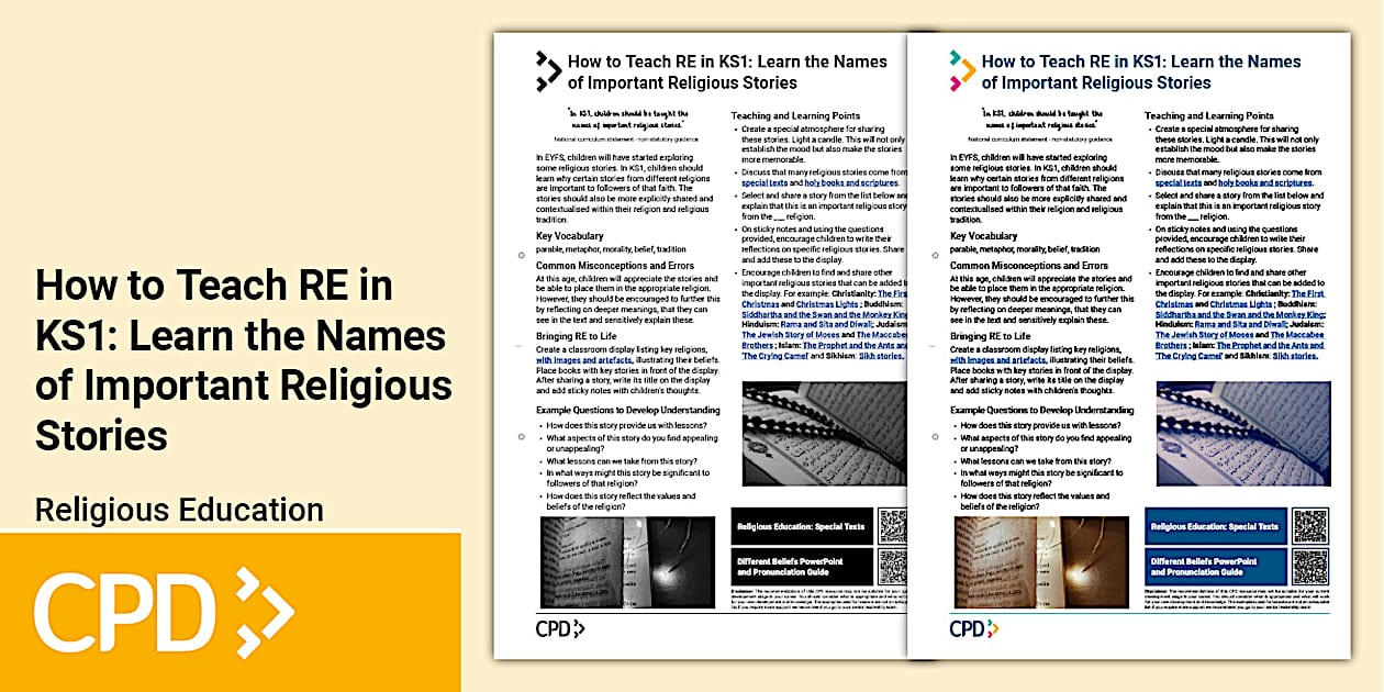 How to Teach RE in KS1: Learn the Names of Important Religious Stories