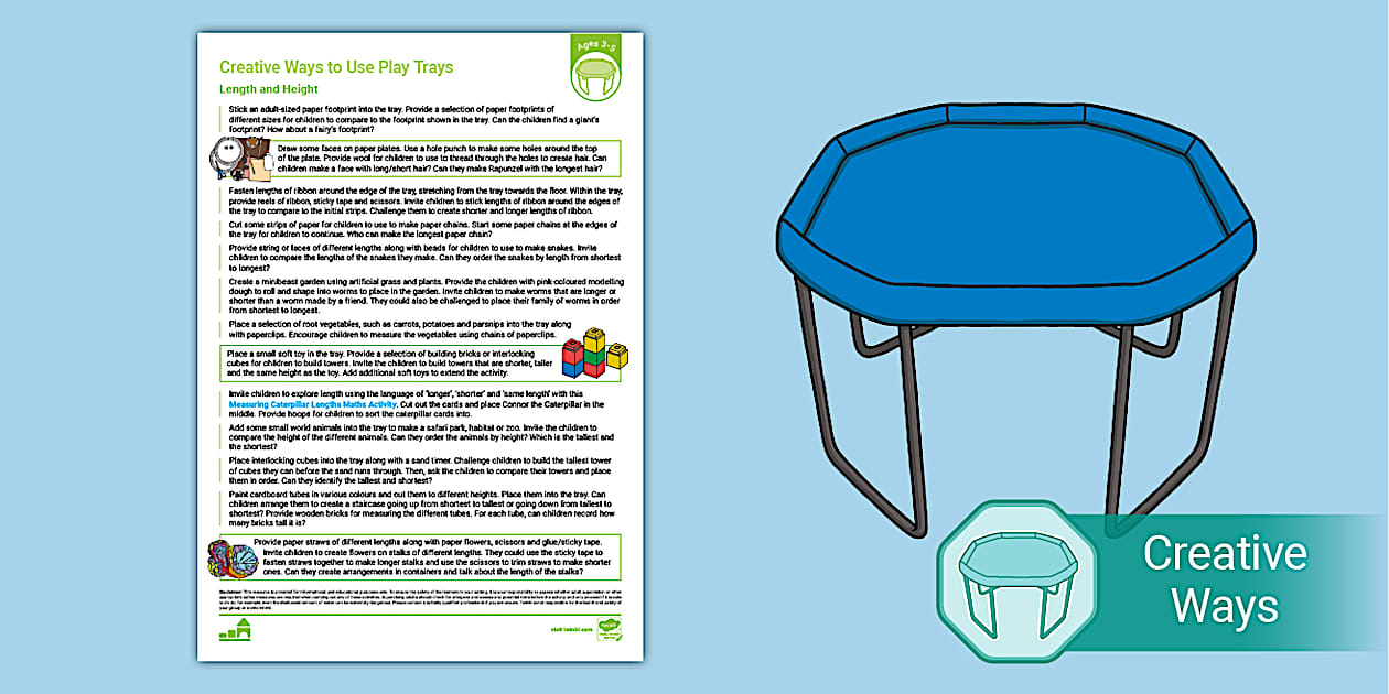 EYFS Ages 3-5 Play Trays: Length and Height (teacher made)