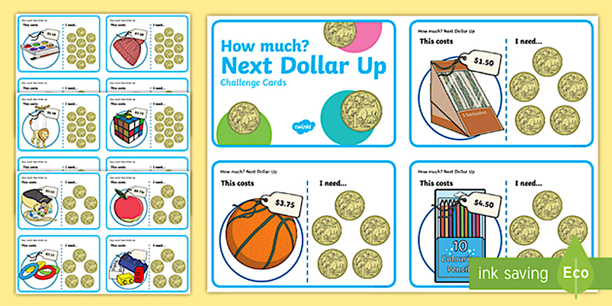 SA How Much? Next Dollar Up Challenge Cards (teacher made)