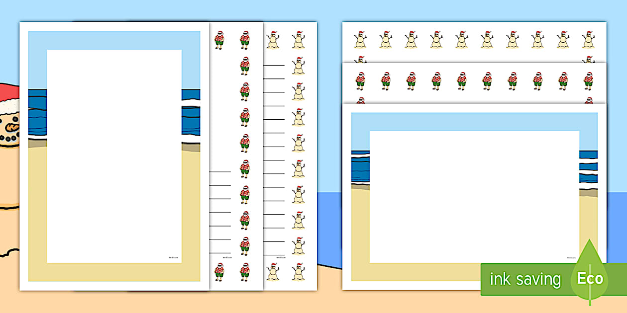Editable Australian Christmas-Themed Page Borders - Twinkl