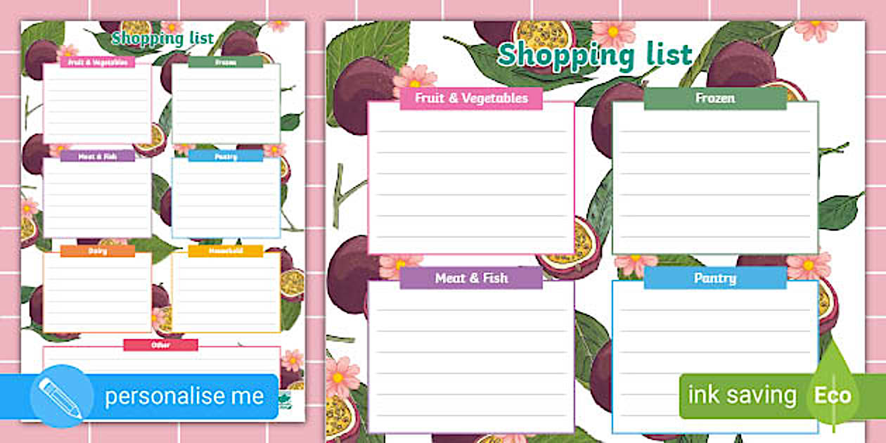 Supermarket Sections Shopping List (teacher made) - Twinkl