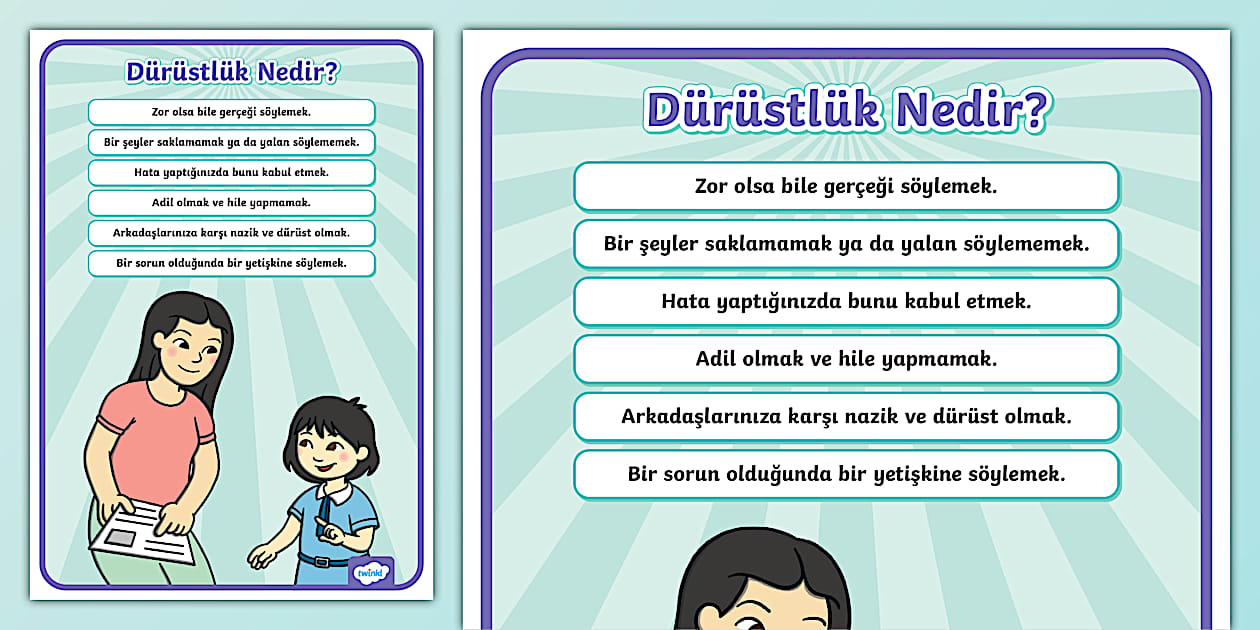Dürüstlük Nedir? | Poster (teacher made) - Twinkl