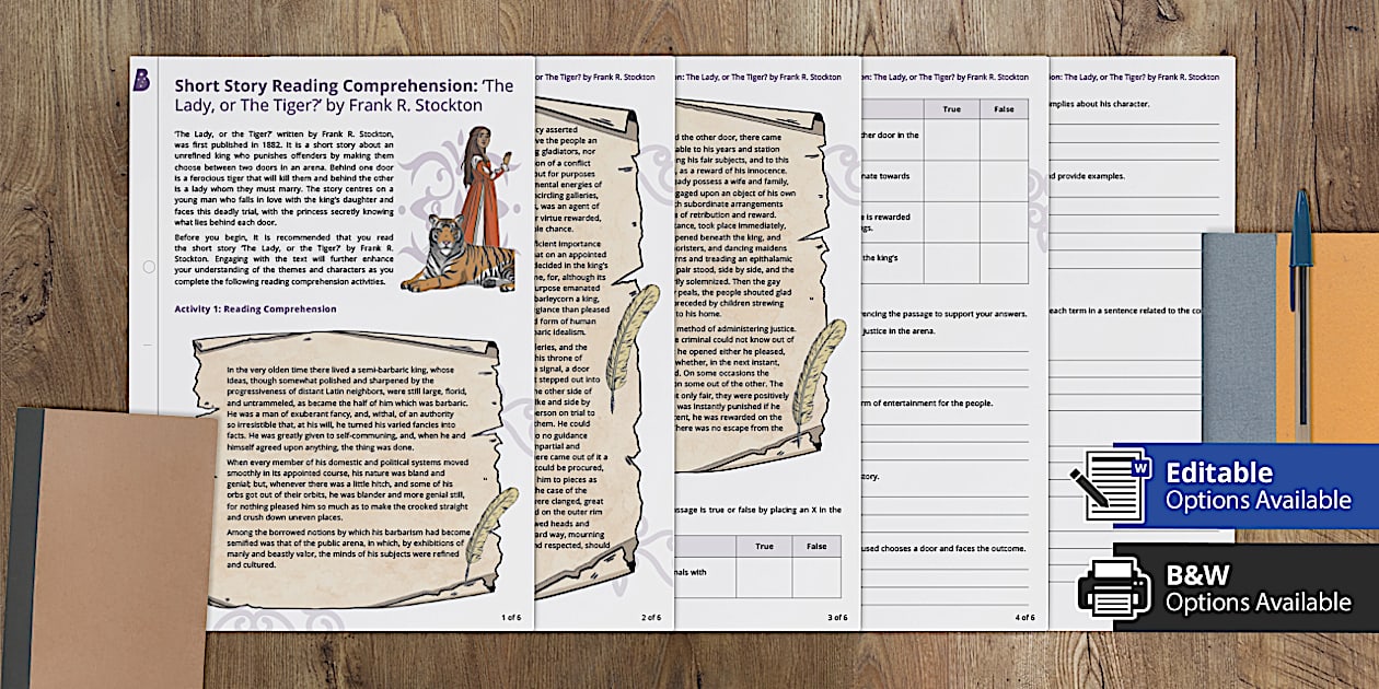 'The Lady, or The Tiger?' Frank R. Stockton Comprehension