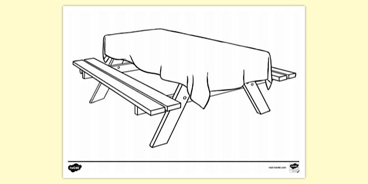 Picnic Table Colouring Sheet | Colouring Sheets - Twinkl